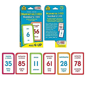 School Zone Bilingual Spanish/English Flash Card Set: Tarjetas de Índice Bilingües Español/Inglés, Alphabet, Sight Words,: Numbers 1-100, Colors & ... Immersion (Spanish) (Spanish Edition)
