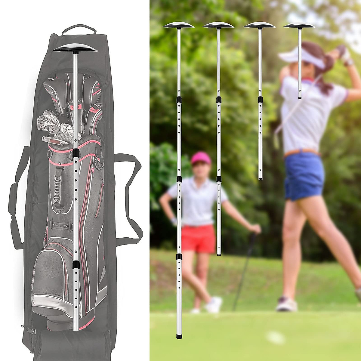MNKNENG Golf Travel Bag Support Rod Pole Oversized Stiff Arm for Golf Travel Bag Telescoping Aluminum Alloy Golf Stiff Arm Anti-Impact Golf Club Travel Protector Stick