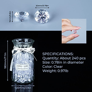 Babenest Acrylic Diamond Fake Gems Vase Filler, 240pcs 3/4 Inch Faux Diamonds Crystals Jewels for Table Scatters Wedding Party Event Arts & Crafts Birthday Decoration Favor (Clear)
