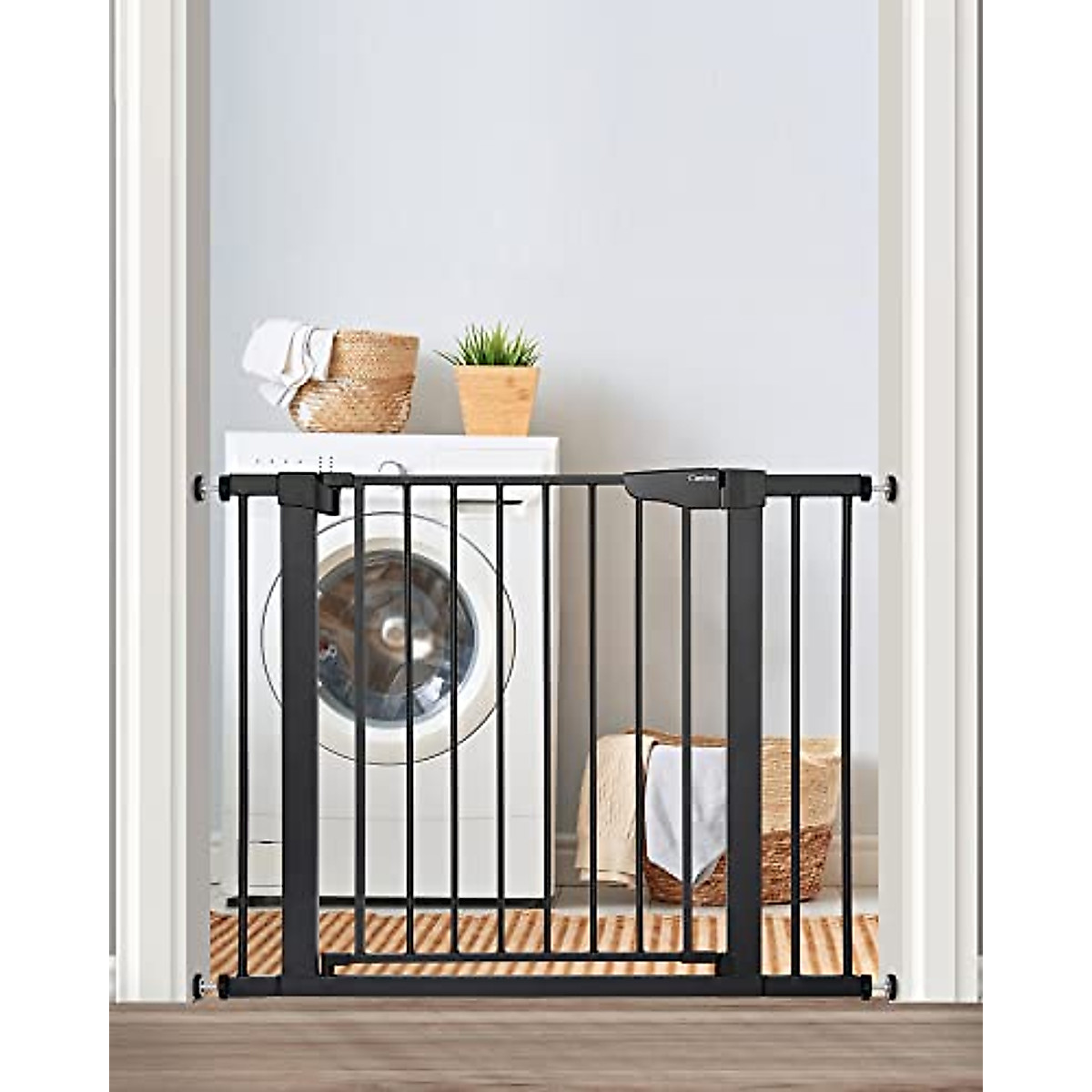 Mom's Choice Awards Winner-Cumbor 29.7"-40.6" Width Pressure or Hardware Mounted Auto Close Safety Baby Gate, Durable Extra Wide Dog Gate for Stairs, Doorways, Easy Walk Thru Pet Gate for House