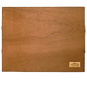 Excello Global Products 13"x17" Inlaid Wood Serving Tray with Metal Handles: Rustic Wooden Board Platter for Liquor Food Dinner Restaurant, Decorative Tray for Coffee Table