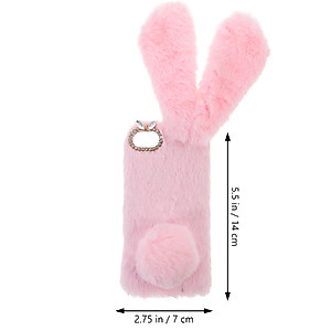 Plush Bunny Case for New SE 2, Adorable Fluffy Plush Faux Rabbit Fur Protective Case for girl, Cute Furry Soft Stuffed Plush Animal Cover for 7/8/SE 2020 (pink)