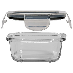 Mason Craft & More Leak Proof Glass BPA Free Plastic Locking Lid Food Storage container, 24 OUNCE SET, Clear