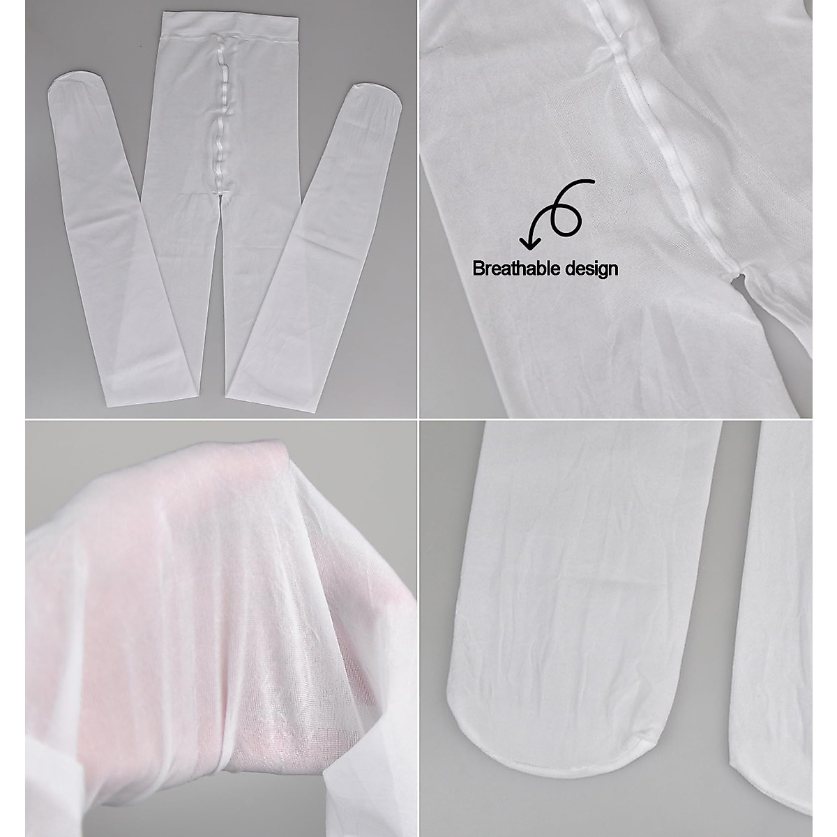 HTRUIYA Women's Oil Shiny Pantyhose High Stretch Dance Slik Tights High Waist Shimmer Pantyhose 60D White