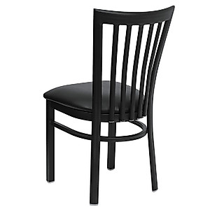 Flash Furniture 4 Pack HERCULES Series Black School House Back Metal Restaurant Chair - Black Vinyl Seat