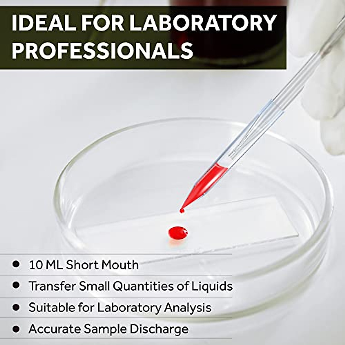 10mL Pipette Tips 100 pcs, 10ml Universal Plastic Pipette Tips, Clear, Non-pyrogenic, DNAse/RNAse Free, Autoclavable,Lab Pipette Tips Small Mouth