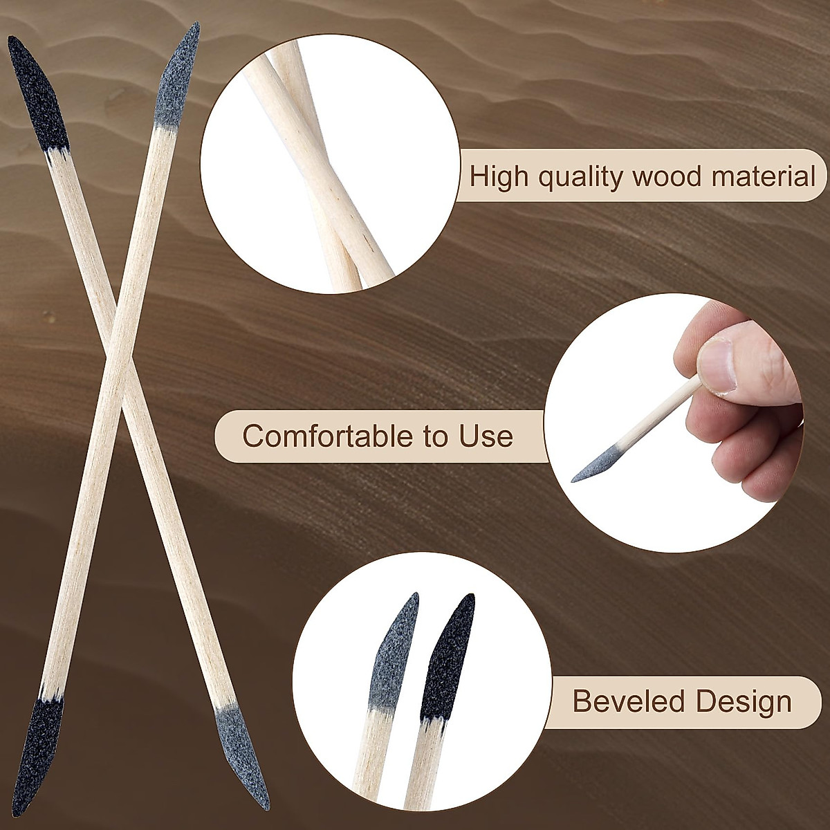 HINZIC 10 Pcs Sanding Sticks Double End 5.5 x 0.2 Inch Matchsticks Sanding Twigs 150/280 Grit Fine Detailing Polishing Tool for Plastic Models Miniatures Wood Hobby Stuffers