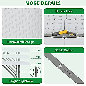 HKLGorg Folding Table 4 Ft Heavy Duty Fold Up Table Camping Working Table Indoor Outdoor Plastic Folding Table Utility Party Dining Table Easy to Assemble with Lock Function White