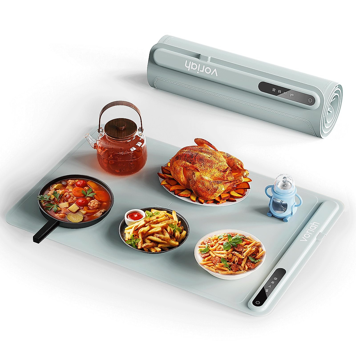 Voriah Electric Warming Tray, Foldable Food Warmers, Portable Food Warming Mat, Compact Heating Tray, 3 Heat Settings Auto Power Off, Heating Mat for Food for Events Home Buffets Party Daily Use