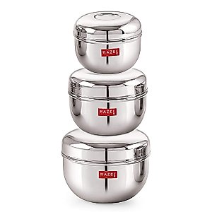 HAZEL Stainless Steel Container Set - 650 Ml, 3 Pieces, Silver
