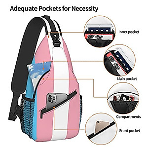 Transgender Flag Sling Backpack Crossbody Chest Bag Daypack for Hiking Travel