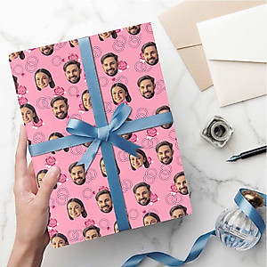 M YESCUSTOM Personalized Anniversary Wrapping Paper with Picture Text Custom 1st50st60st70stGift Wrapping Paper for Couple Mon Dad Husband Wife BF GF(USAshipped)