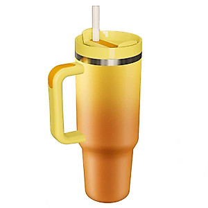 Dapperlin 40oz Stainless Steel Vacuum Insulated Tumbler with Lid and Straw for Water, Iced Tea or Coffee, Smoothie and More (Sunset Yellow)