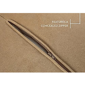 English Home Ottoman Pouffe, Comfortable Cube Foot Stool, Soft Velvet Bean Bag, Home Decor Footstool Extra Seating for Living Room, Bedroom, Casha, 17.7x17.7 inch (45x45 cm), Beige