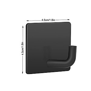 GAOHUI 4 Packs Adhesive Coat Hooks, Black Stainless Steel Sticky Wall Hooks for Hang, Towel Hooks for Bathroom Wall Mounted & Kitchen Accessories
