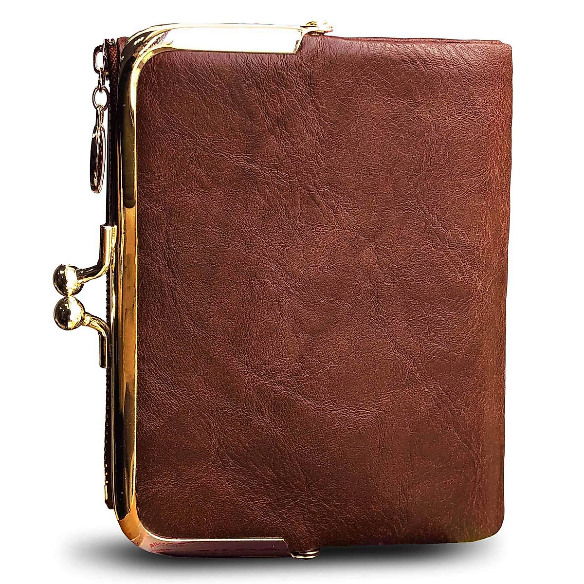 TOPKULL Womens Wallet Small Bifold Rfid Ladies Mini Vintage Coin Purse With Zipper and Kiss Lock (Brown)