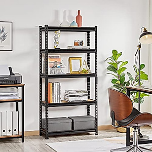 Topeakmart Storage Shelves 5 Tier Adjustable Metal Shelving Unit Utility Shelves Garage Storage Racks for Warehouse Garage Pantry Kitchen- Black, 29.5 x 12 x 60 Inch