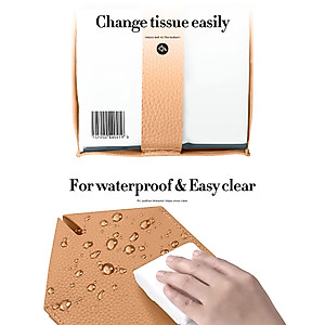 Tissue Box Cover, Jeethemy Square PU Leather Tissue Box Holder, Modern Tissue Case Facial Paper Organizer Dispenser，5X5X5'',Single Brown