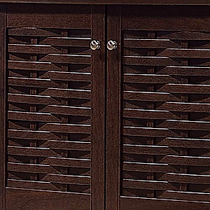 Baxton Studio Wholesale Interiors Winda Modern and Contemporary 3-Door Dark Brown Wooden Entryway Shoes Storage Cabinet