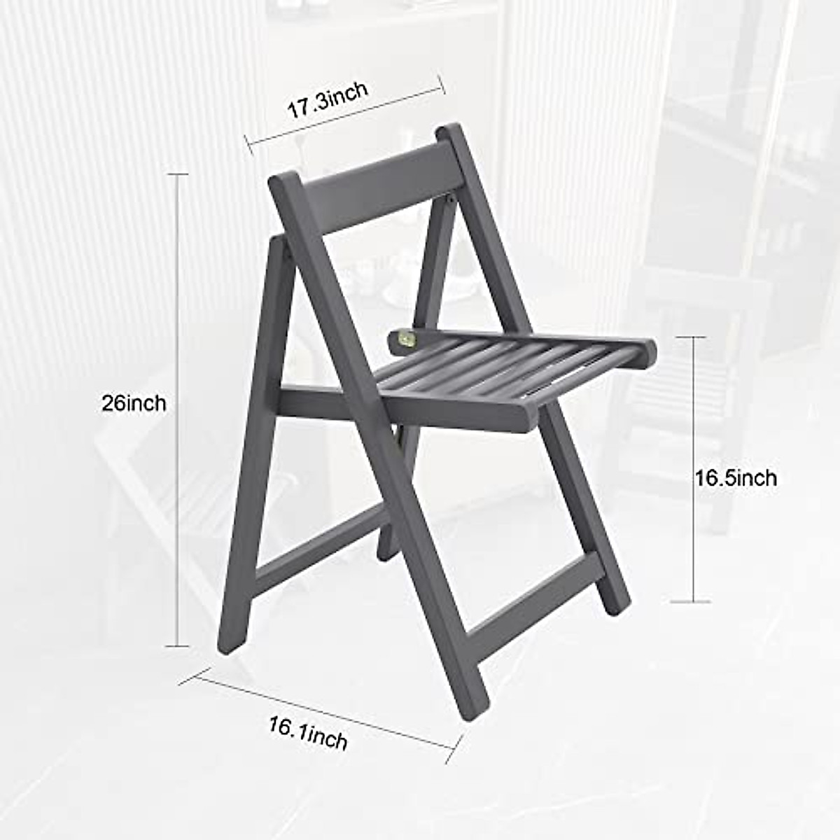 FUNROLUX Folding Dining Chair 2 Pack Grey Wooden Foldable Chairs Suitable for Event Party Garden Kitchen Table Chair 268LB Weight Capacity (Grey)