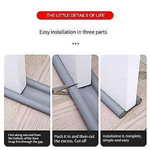 Door Draft Stopper 37 Inch Adjustable Door Bottom Stopper Dust-Proof, Draft-Proof, Water-Proof, Winter-Proof, Block Light, Block Noise (Black)