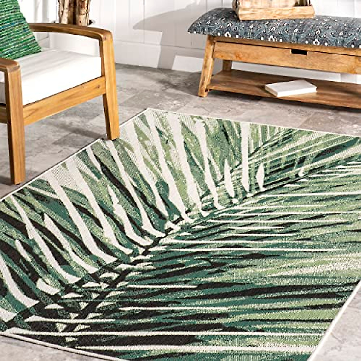 nuLOOM Kalene Double Palm Indoor/Outdoor Area Rug, 8' x 10', Green