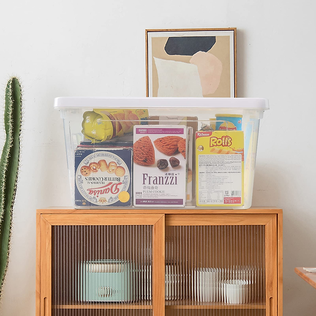 Yuright 6 Pack 35 Quart Latching Bin, Storage Box with Lid, Clear Plastic Storage Tote