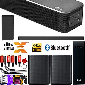 LG SN6Y 5.1 ch Full Surround Sound Wireless Expansion 560W Bundle 3.1ch High Res Audio Sound Bar w/DTS Virtual:X + 2.0 ch SPK8-S Rear Speaker Kit + Subwoofer + 2X Deco Gear HDMI Cable + Mount & More