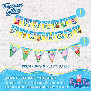 Treasures Gifted Officially Licensed Peppa Pig Birthday Party Supplies - Serves 16 Guests Ultimate Set Peppa Pig Party Supplies, Peppa Pig Decorations, Peppa Pig Backdrop, Peppa Pig Cake Topper & More