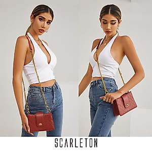 Scarleton Crossbody Bags for Women, Shoulder Bag, Lightweight Gold Chain Purses for Women, Quilted Crossbody Bag Purse, H208510 - Red