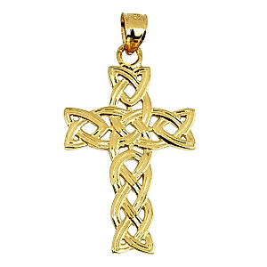 10k Yellow Gold Celtic Trinity Cross Pendant