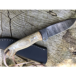 Perkin 7 Inches Damascus Steel Hunting Knife With Sheath SK500