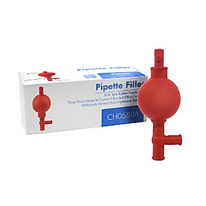 EISCO Pipette Filler, Rubber Bulb - 54mm Dia. Three Pinch Valves - Suitable for Noxious Solutions Labs