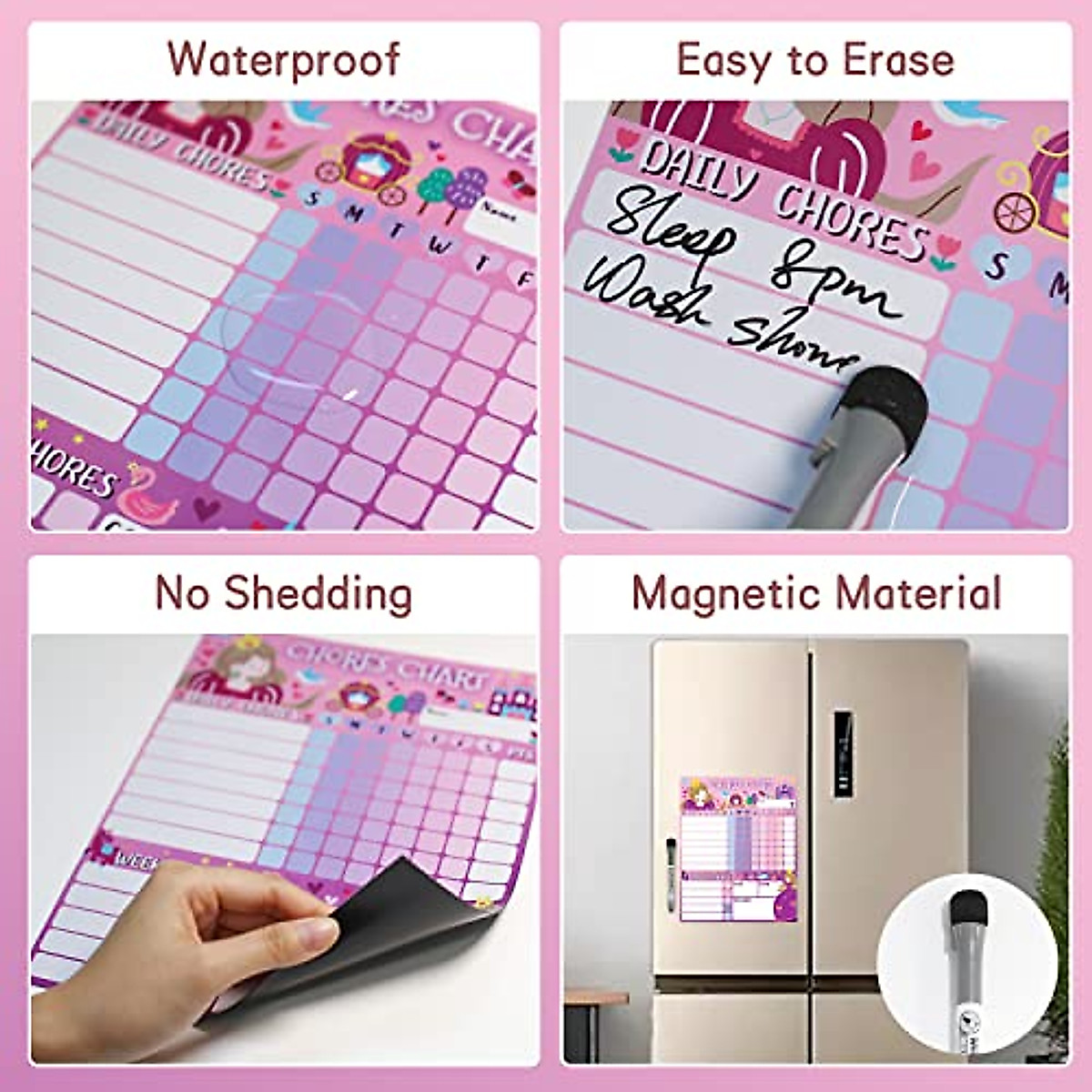 EkiShoal Kids Chore Chart Magnetic Set - 5 in 1 - Reward Chart for Kids, Good Behavior Chart for Kids at Home, My Responsibility Chart for Kids, Magnetic Reward Chart for Kids Behavior - Large