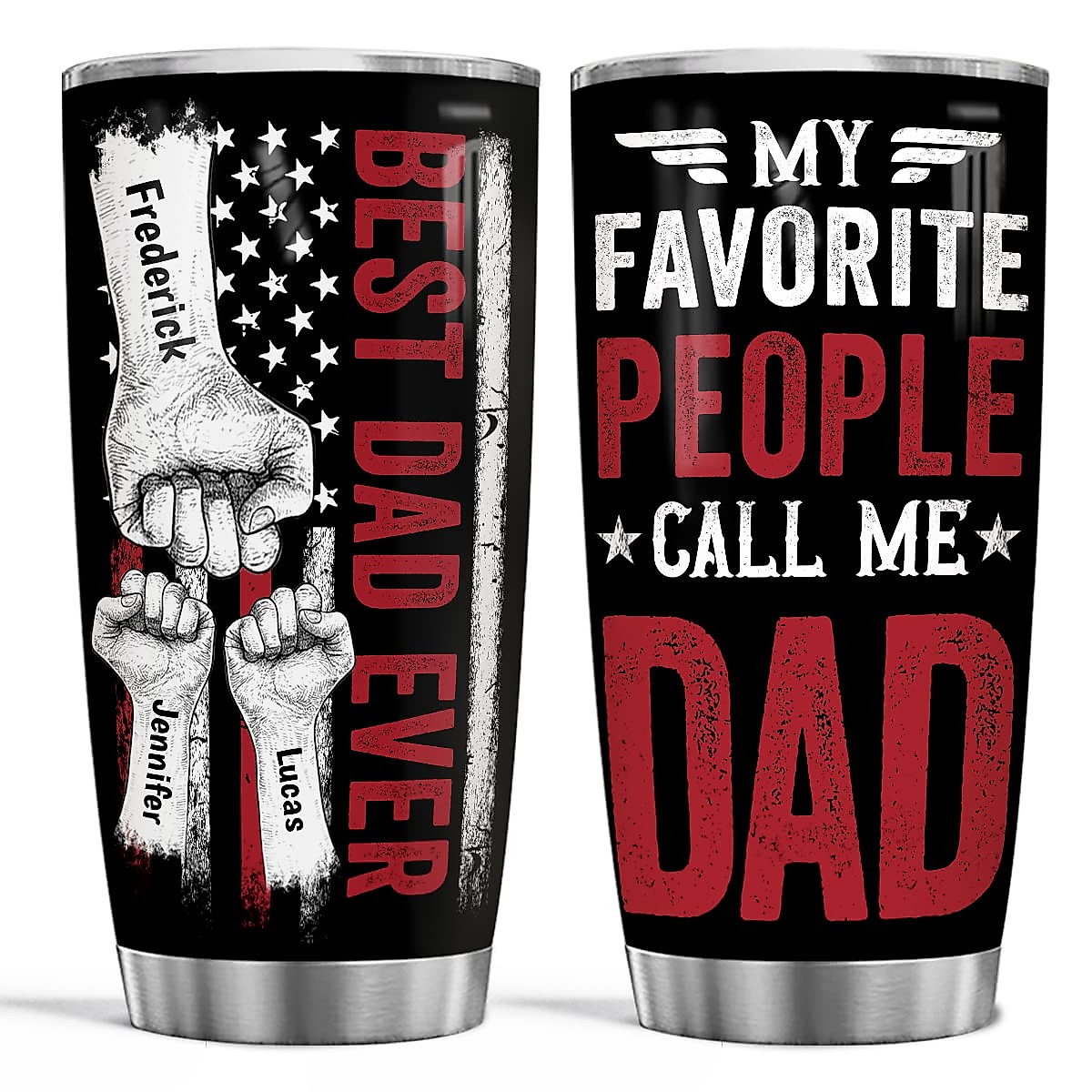 wowcugi Personalized Dad Tumbler 20oz 30oz My Favorite People Call Me Dad Stainless Steel Tumblers Coffee Travel Mug Cup Birthday Fathers Day Gifts From Daughter Son