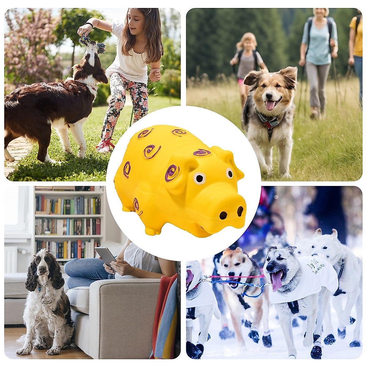 Pet Squeak Toy - Puppy Latex Toy, Dog No Stuffing Toys | Squeaky Silicone Chewer with Oinks Sound, Bite Resistant, Bite Teeth Grinding Boredom Relief Toys for Dogs Puppies Dentals Health, Latex