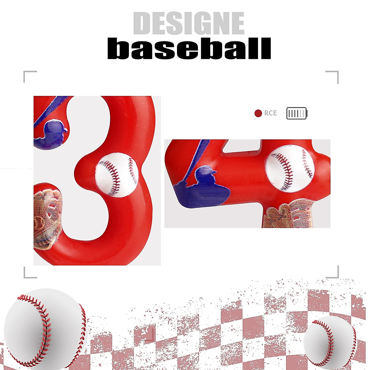 Hongplus Baseball Birthday 9th Candles Number 9 Candle Cake Topper Cupcake Toppers Red Baseball Party Decorations Happy 9th Birthday Cake Decorations for Boys Girls Kids Baseball Party Supplies