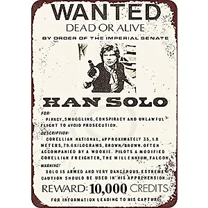 Wisesign Tin Sign Wall Decor Metal Signs Tin Custom Kraze Han Solo Wanted Poster Vintage Reproduction 8 x 12 Personalized