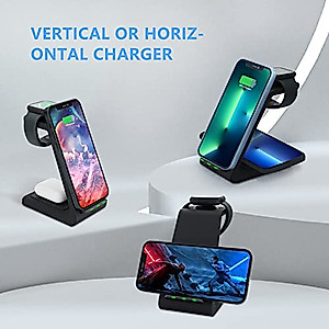 Wireless Charging Station,3 in 1 Fast Charging Station,Wireless Charger Stand for iPhone 14/13/12/11 Pro Max/X/Xs Max/8/8 Plus, AirPods 3/2/pro, iWatch Series 7/6/5/SE/4/3/2 (Black)