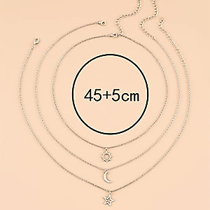 COLORFUL BLING Stainless Steel Sun and Moon Star Necklace 3 Best Friend Friendship Sister Set for Women Teens Girls Mom Daughter BFF Jewelry Gifts-yellow big