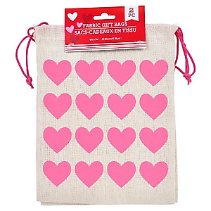 Valentine's Cotton Pink Heart Gift/Treat Sacks 2-ct. Pack