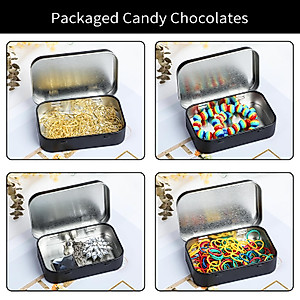 Ouligay Metal Rectangular Empty Hinged Tins Tin Containers Empty Metal Tins Box Small Empty Tins with Lids Rectangular Hinged Tins Mini Portable Box Containers for Storage Candies Jewelry Crafts