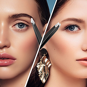 Tweezers Set-4 Pieces Slanted and Pointed Stainless Steel Tweezers (Black)