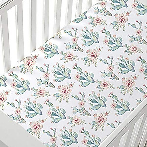 Sahaler Succulents Baby Crib Sheets for Boy Girl, Watercolor Cactus Fitted Crib Bed Mattress Sheets, Boho Baby Gift, Nursery Bedding fits Standard Crib Mattress 28x52 (Watercolor Cactus)