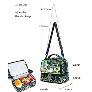 MOHCO Kids Lunch Bag Insulated Bento Cooler Bag Two compartments Cooler for Boys and Girls with Adjustable Strap Travel Lunch Tote