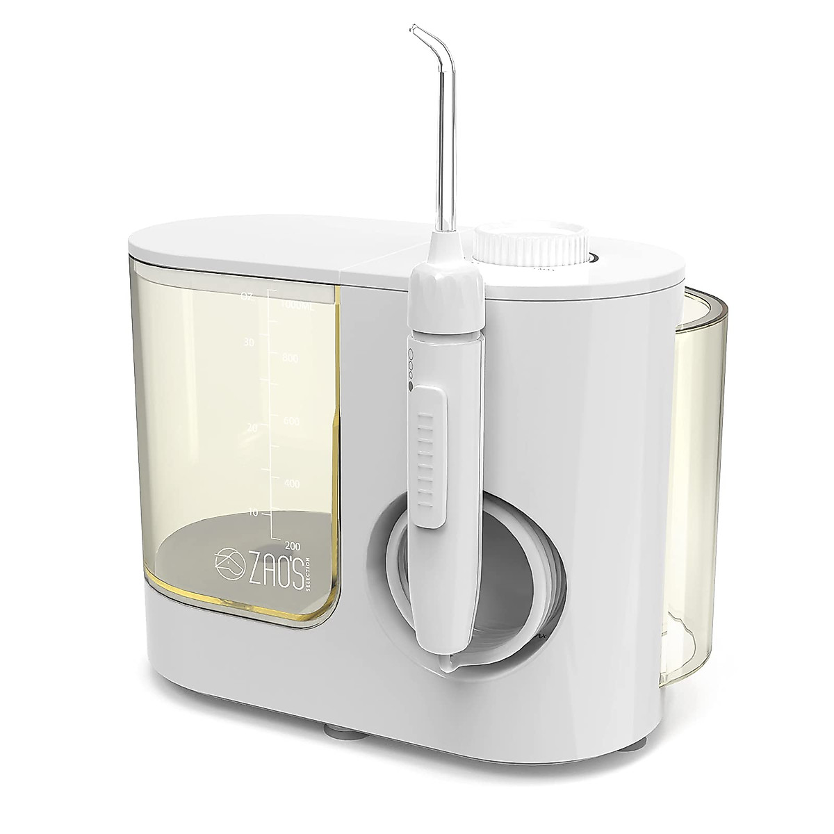 Zao's Selection New Countertop Water Flosser for Family Use, 30-130 PSI Stepless Pressure Regulation,1000ml, 8 Tips, Isolated Tip Storage, Oral Irrigator, Water Picks for Teeth Cleaning