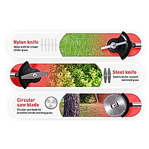 Battery Powered Weed Wacker Cordless- Electric Weed Trimmer Rechargeable- Two 4.0 Ah Battery Operated Weed Whacker Cordless 21V Grass Edger Trimmer with Blade and Charger - Lawn Yard Garden