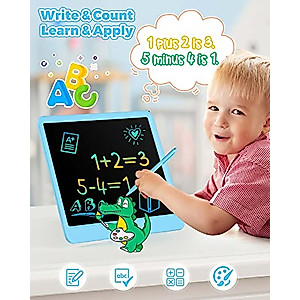 KOKODI 12 Inch LCD Writing Tablet with Anti-Lost Stylus, Erasable Doodle Board Colorful Toddler Drawing Pad, Car Travel School Games Toys for 3 4 5 6 7 8 Kids, Birthday Gift for Girls Boys Adults Blue