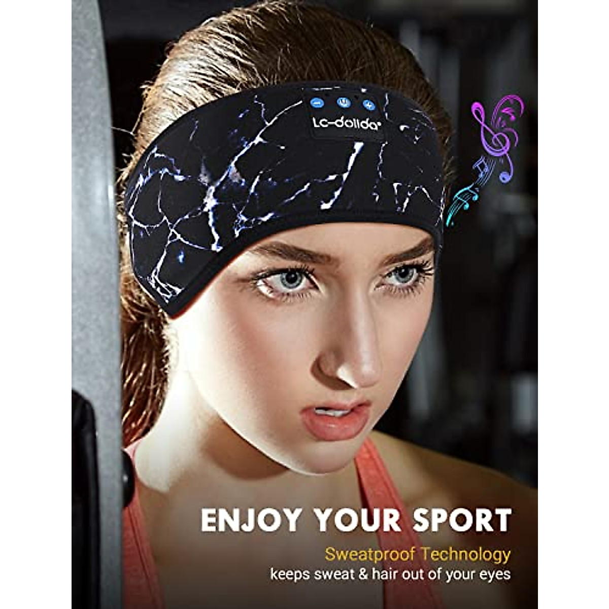 LC-dolida Sleep Headphones Bluetooth Headband, Cozy Band Wireless Headphones, Sleep Mask with Bluetooth Headphones, Perfect for Sleeping Side Sleepers, Jogging, Workout, Yoga