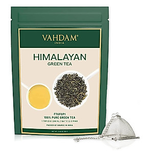 VAHDAM, Himalayan Green Tea (100g) + Pyramid Tea Infuser